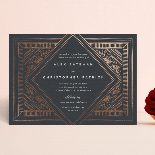 Intricate Diamond Foil-Pressed Wedding Invitations by Katharine Watson ...