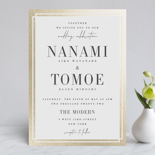 Modern Vows Foil-Pressed Wedding Invitations by Jennifer Lew | Minted
