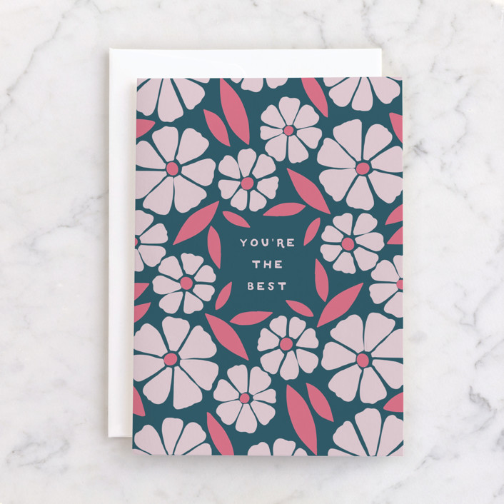 Retro Floral Individual Just Because Greeting Cards by Katharine Watson ...