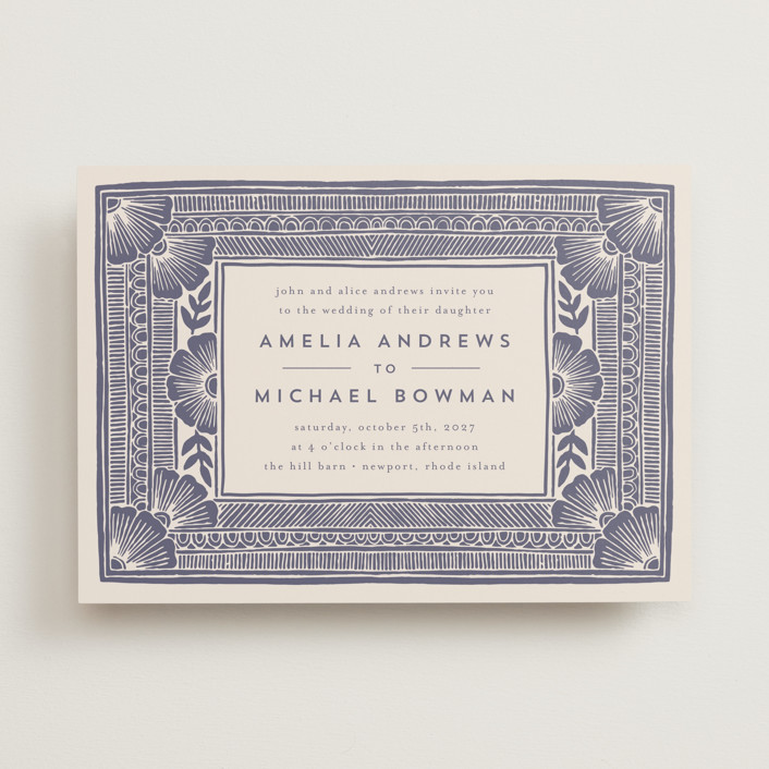Block Print Frame Wedding Invitations by Katharine Watson | Minted