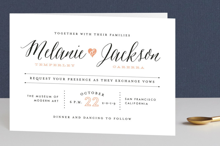 Heartbeat Folded Petite Wedding Invitations by Sarah Curry | Minted
