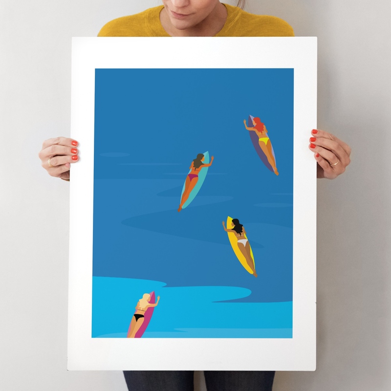 Learning to Surf Wall Art Prints by Lauren Hampton | Minted