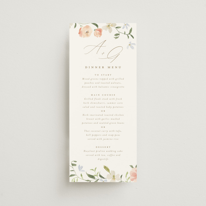 Garden View Long Menus by Everett Paper Goods | Minted