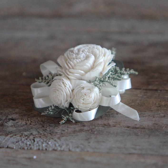 Traditional Faux Pearl Wristlet Corsage Wrist Corsage Ivory
