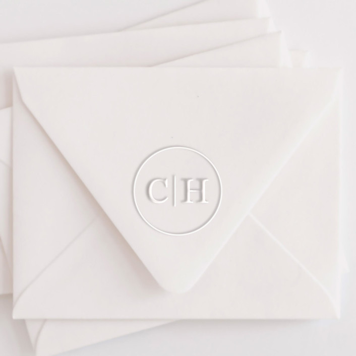 Custom Double Letter Circle Monogram Embosser Wedding Envelope ...