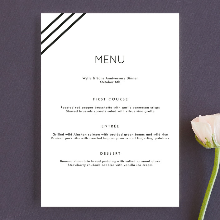 Diagonal Stripes Menu Cards by Dozi | Minted