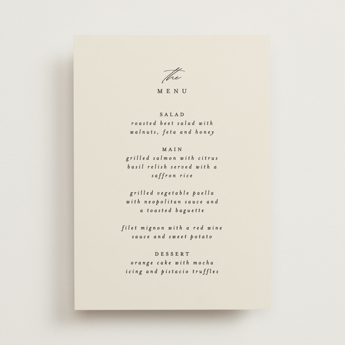 Delicate Script Menu Cards by Angela Thompson | Minted