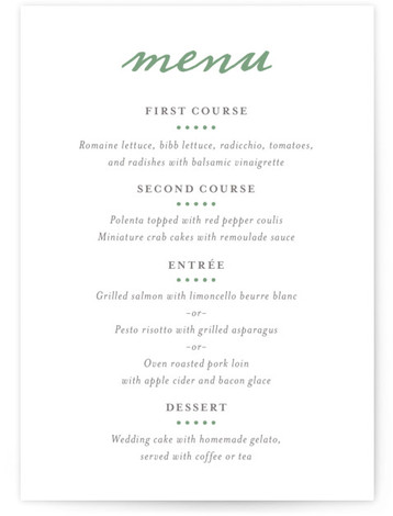 Contemporary Menu Cards by Sandra Picco Design | Minted