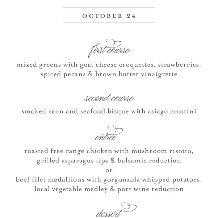 Classical Menu Cards by Jessica Williams | Minted