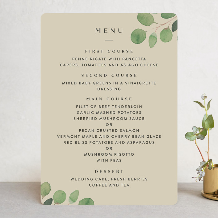 Modern Leaves Menus by Shannon Chen of Four Wet Feet Studio | Minted