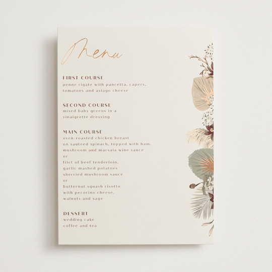 Jasmine Foil-Pressed Menus by Susan Moyal | Minted