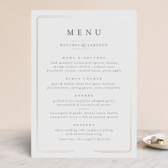 Proper Foil-Pressed Menus by Carolyn Nicks | Minted