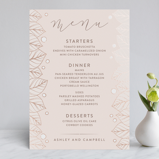 Resplendent Foil-Pressed Menus by GeekInk Design | Minted