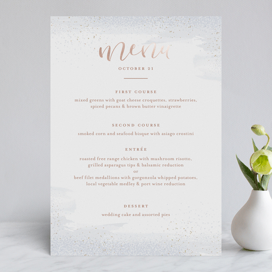 Wisp Foil-Pressed Menus by Jessica Williams | Minted