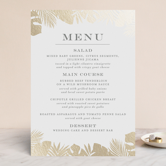 Gilded Palm Foil-Pressed Menus by Lauren Chism | Minted