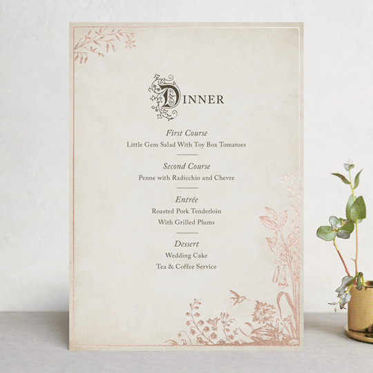 Story Book Foil-Pressed Menus by Jody Wody | Minted