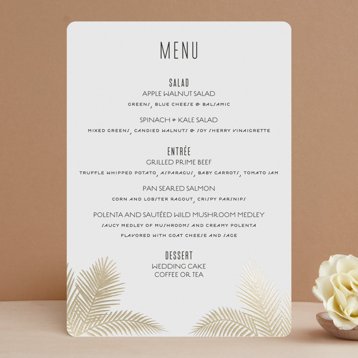 Gilded Palms Foil-Pressed Menus by carla san roman | Minted