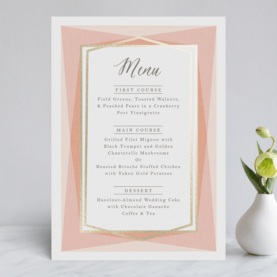 Modern Angles Foil-Pressed Menus by Karidy Walker | Minted