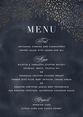 Boho Chic Foil-Pressed Menus by Kristie Kern | Minted