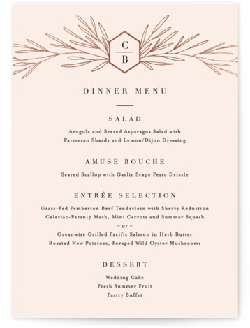 Forever Elegant Foil-Pressed Menus by Hooray Creative | Minted