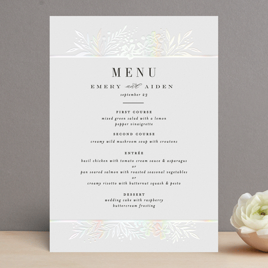 Gilded Floral Frame Gloss-Press® Menus by Alethea and Ruth | Minted