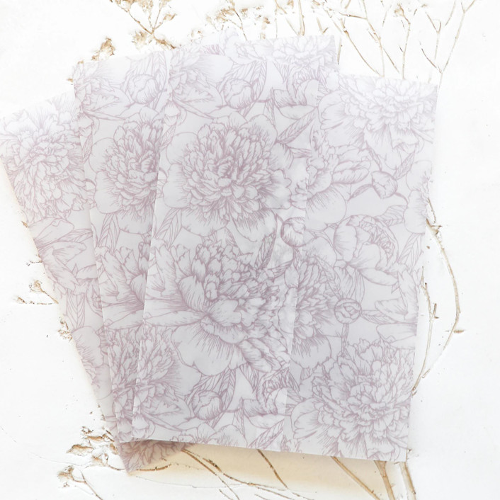 Mauve Floral Peony Vellum Jackets | Size 5x7 | Set of 50 Invitation ...