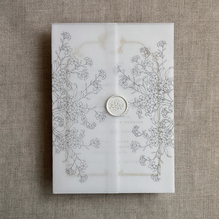 Adorable flowers printed vellum wrap for 5x7 card | pack of 10 ...