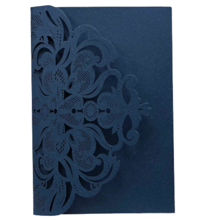 Qty of 50 Custom Navy Shimmer Classic Lace Tri-fold Laser Cut | Other ...