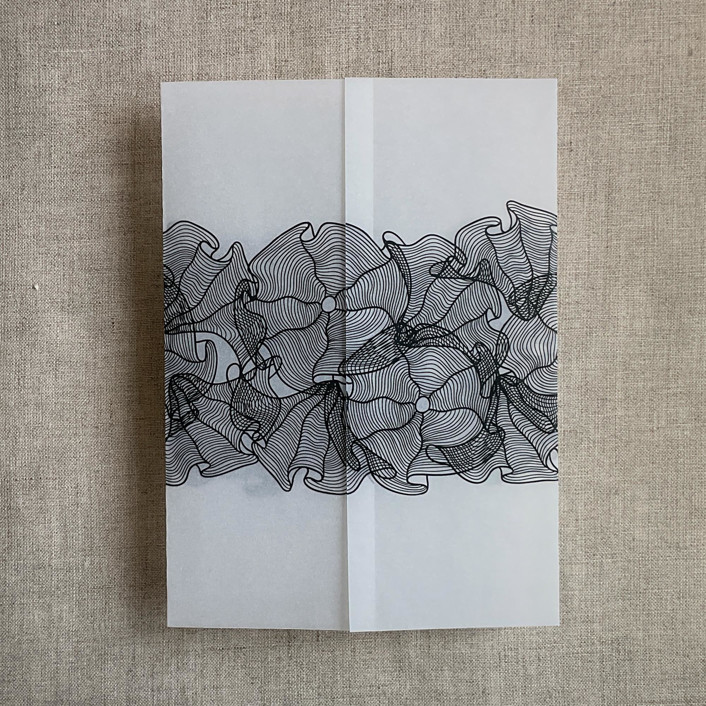 Black Ruffled floral lace ribbon printed vellum wrap for 5x7 card ...