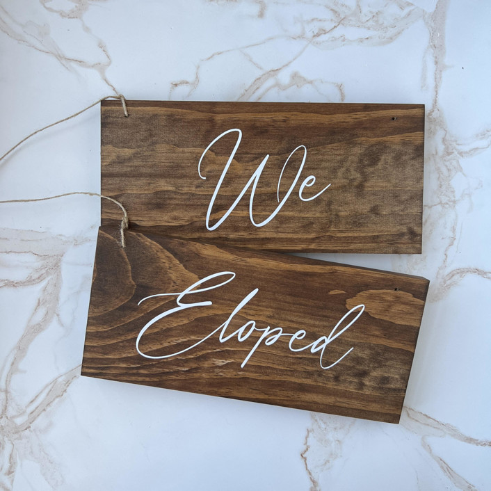 We Eloped Backpack Sign Set Wedding Signs by Logan Boaz | Minted