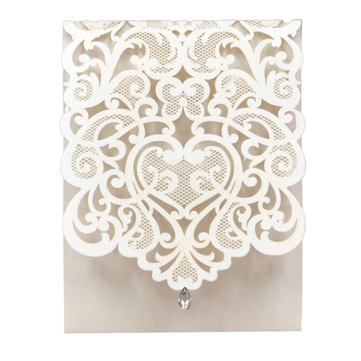 Qty of 50 Ivory Shimmer Exquisite Laser Cut Pocket Invitation Pockets ...