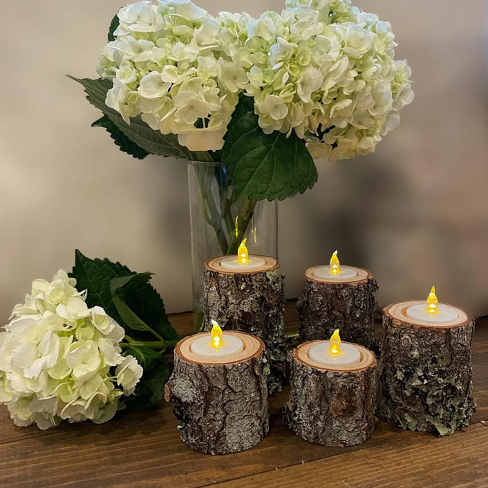 Rustic Wood Tea Light Candles, Set of 5 Candles by Oregon Rustic Wood ...