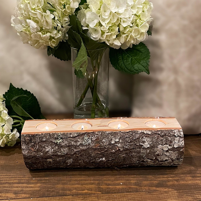 Rustic Modern Wood Log Tea Light Candle Candles by Oregon Rustic Wood ...