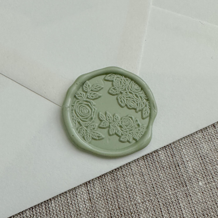 Sage green roses wax seal stickers | Set of 10 Wax Seals by Maria ...