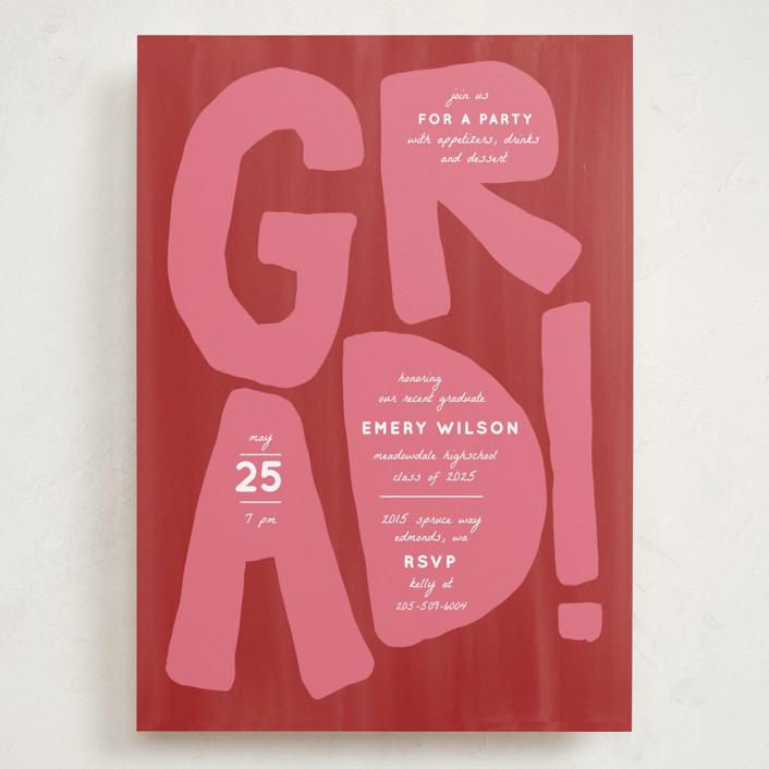 GRAD! Grand Graduation Party Invitations by Erin Kessler | Minted