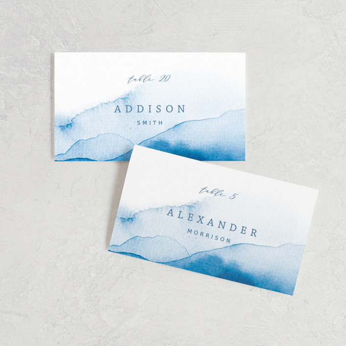 Watercolor waves Place Cards by Yuliya Evseeva | Minted