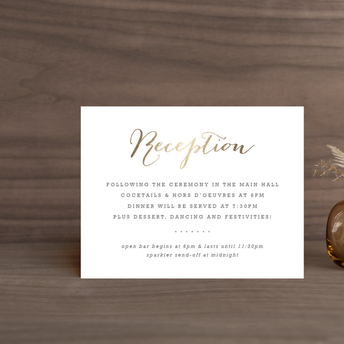 Modern Photo Frame Foil-Pressed Reception Cards by Hooray Creative | Minted