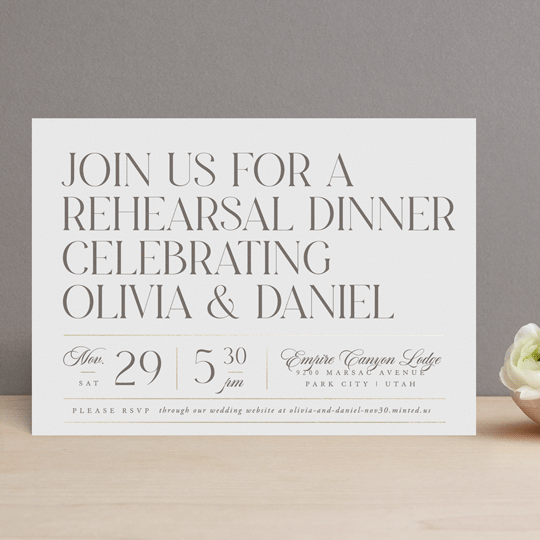 headline Foil-Pressed Rehearsal Dinner Invitations by Robert and Stella ...