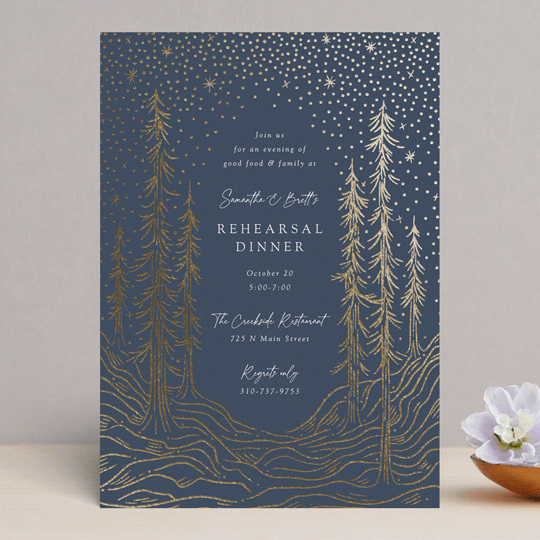 Forest Stars Foil-Pressed Rehearsal Dinner Invitations by Becky Nimoy | Minted