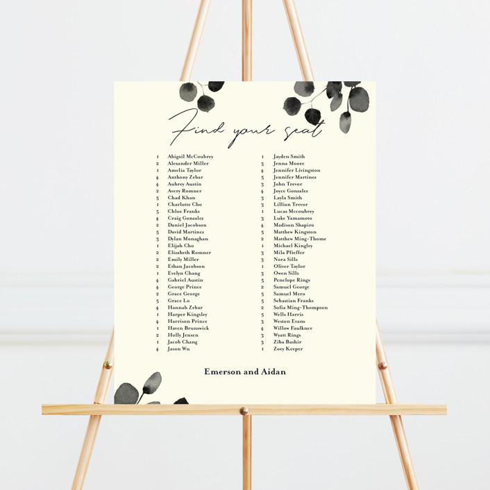 Silver Dollar Eucalyptus Custom Seating Chart by Shannon Chen of Four ...