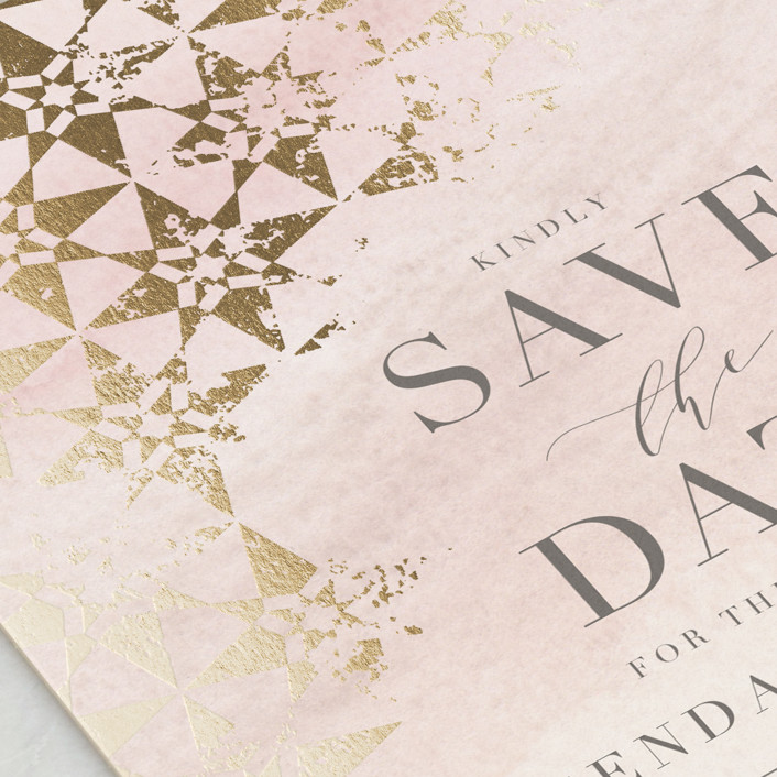 distressed tile Foil-Pressed Save The Date Cards by Carolyn Nicks | Minted
