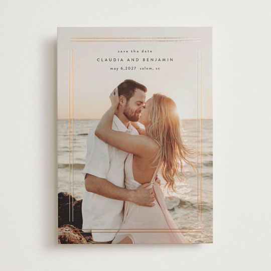 Simple Frame Foil-Pressed Save The Date Cards by Stacey Meacham | Minted