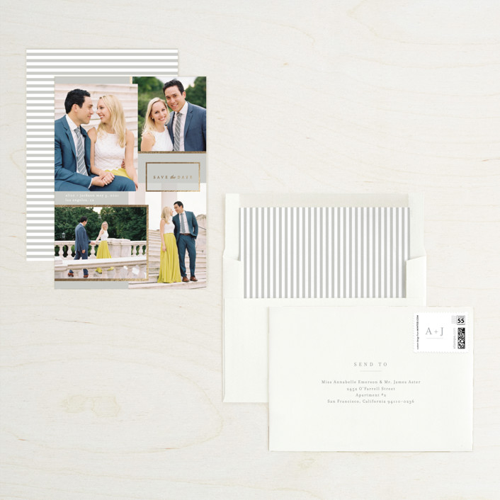 Stacked Portraits Foil-Pressed Save The Date Cards by Baumbirdy | Minted