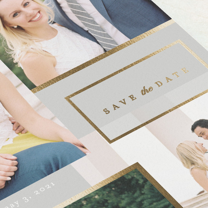 Stacked Portraits Foil-Pressed Save The Date Cards by Baumbirdy | Minted