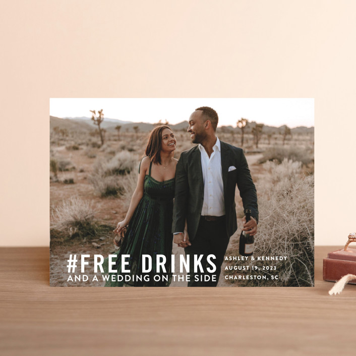Free Drinks Save the Date Petite Cards by Jennifer Lew | Minted