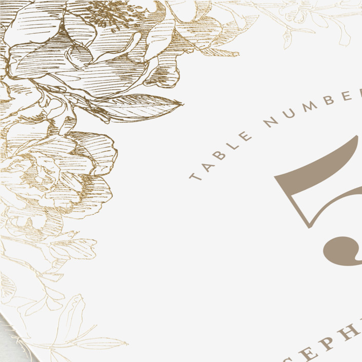 Engraved Flowers Foil-Pressed Wedding Table Numbers by Phrosne Ras | Minted