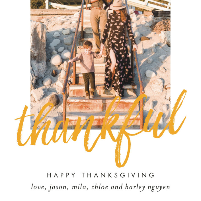 Brushed Thanks Thanksgiving Cards by carly reed walker | Minted