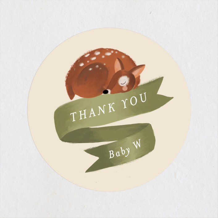 Woodland Deer Baby Shower Stickers by Susan Zinader | Minted