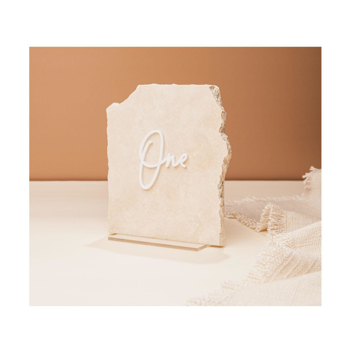 Stone Table Number with White Acrylic Font Table Numbers by Dorthy | Minted