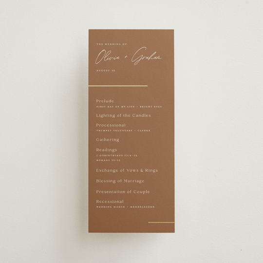 Simple Lines Foil-Pressed Wedding Programs by Michelle Taylor | Minted